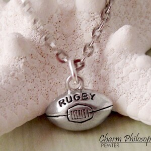 Rugby Ball Necklace Antique Silver Pewter Jewelry Silver | Etsy