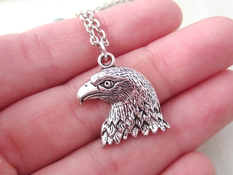 Eagle Head Necklace Hawk Head Pendant Antique Silver - Etsy