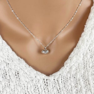 Rugby Ball Necklace Antique Silver Pewter Jewelry Small Silver Rugby ...