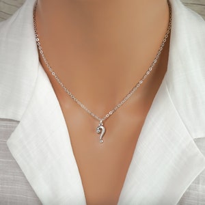Question Mark Necklace - Antique Silver Jewelry - Punctuation Charm ...