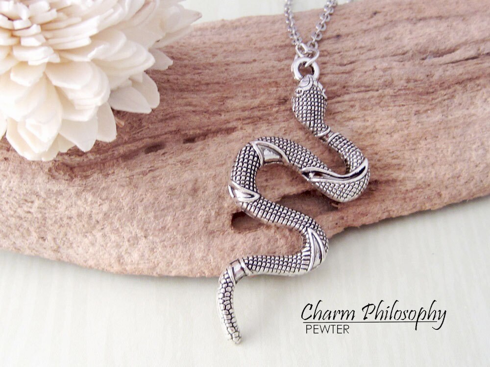 Snake Necklace Antique Silver Jewelry Boa Constrictor | Etsy