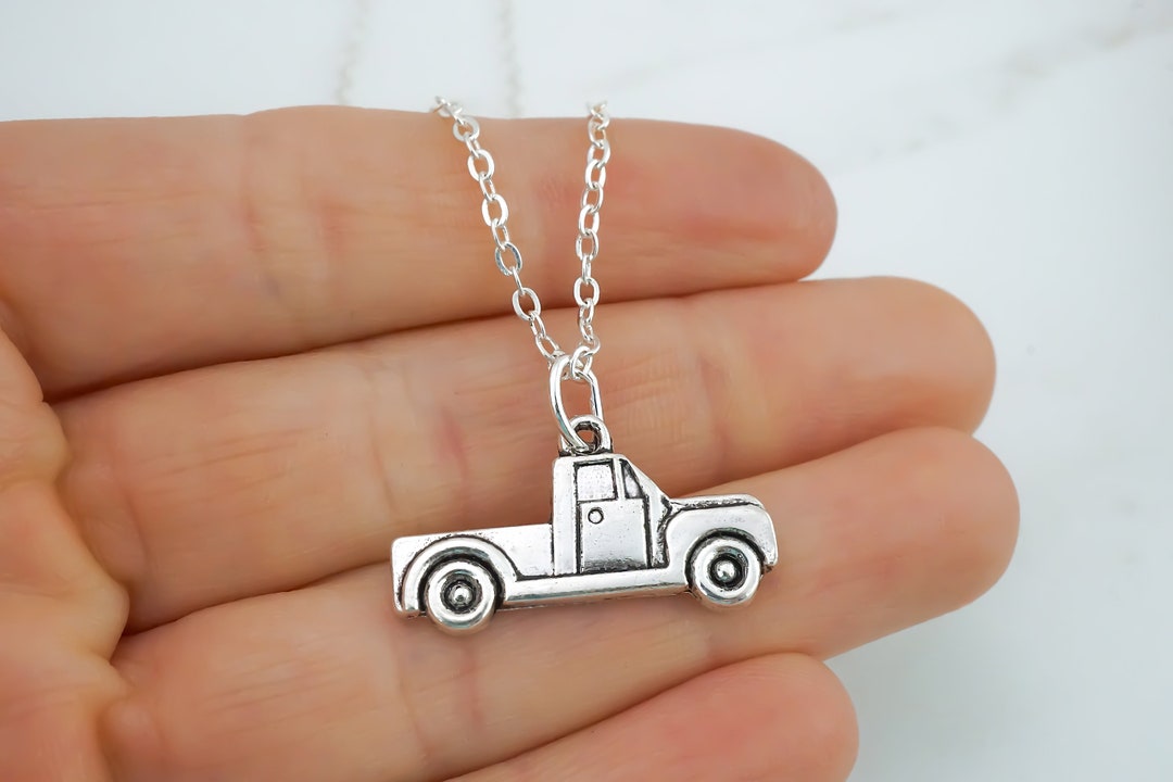 Pickup Truck Necklace - Antique Silver Pick up Truck Charm Necklace ...