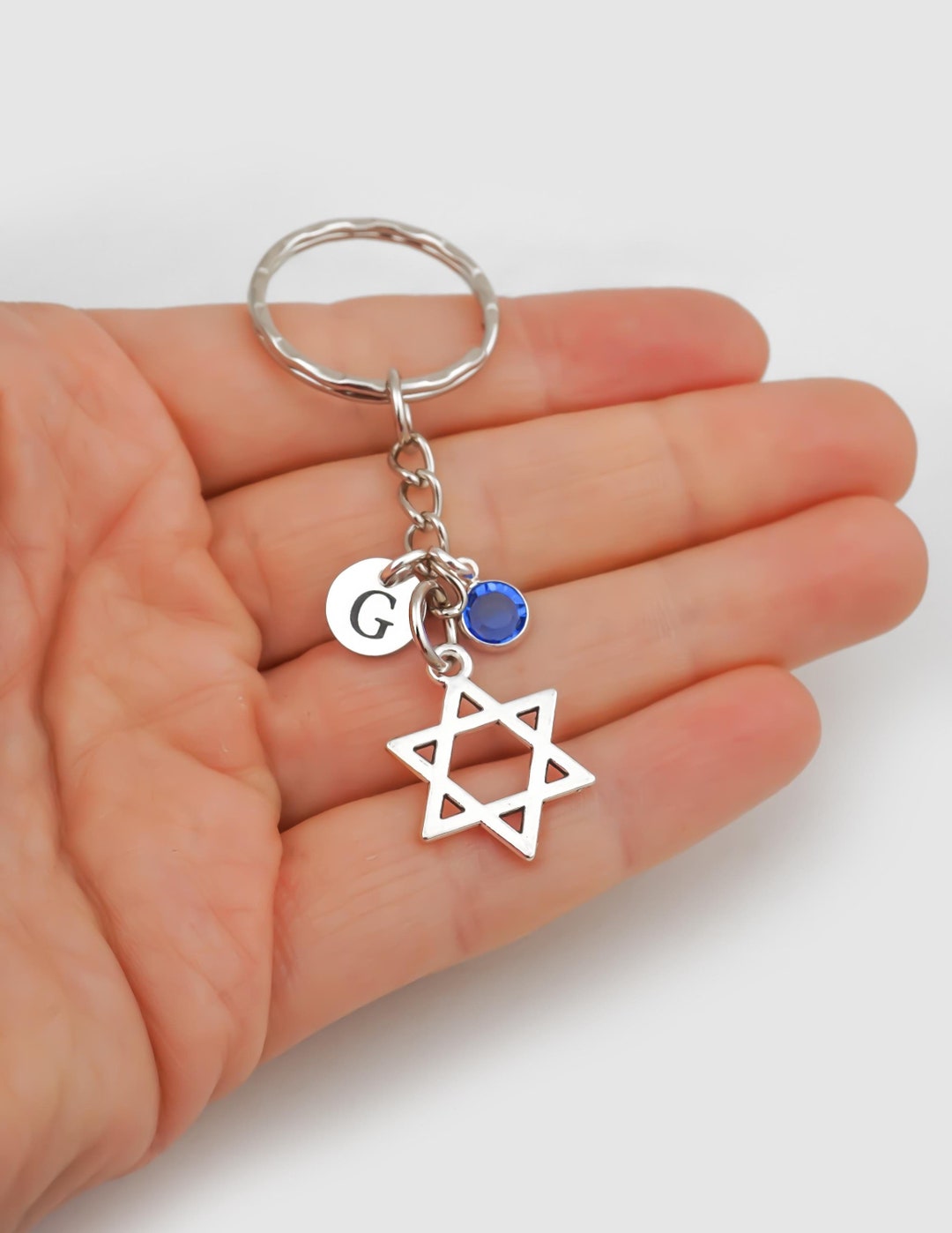 Star of David Keychain, Jewish Keychain, Star of David Charm Key Chain ...