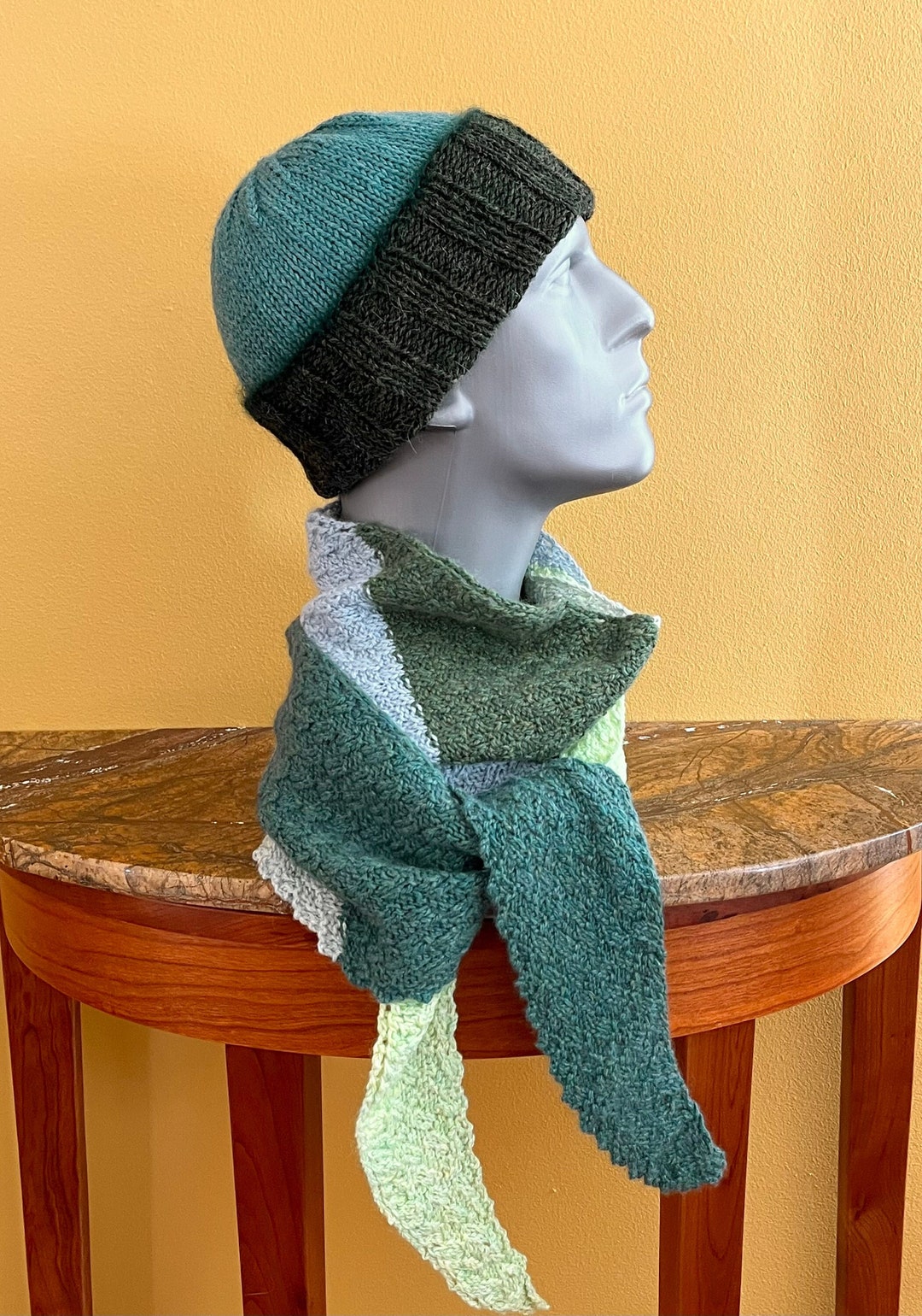 Hand Knit Cap in Alpaca/wool Blend With Mohair Trim. Adult or Teen ...