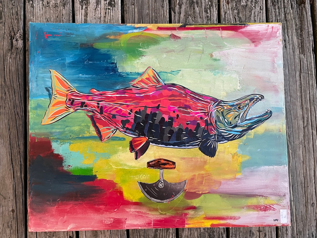 Sockeye Salmon & Ulu Knife Decoupage - Etsy