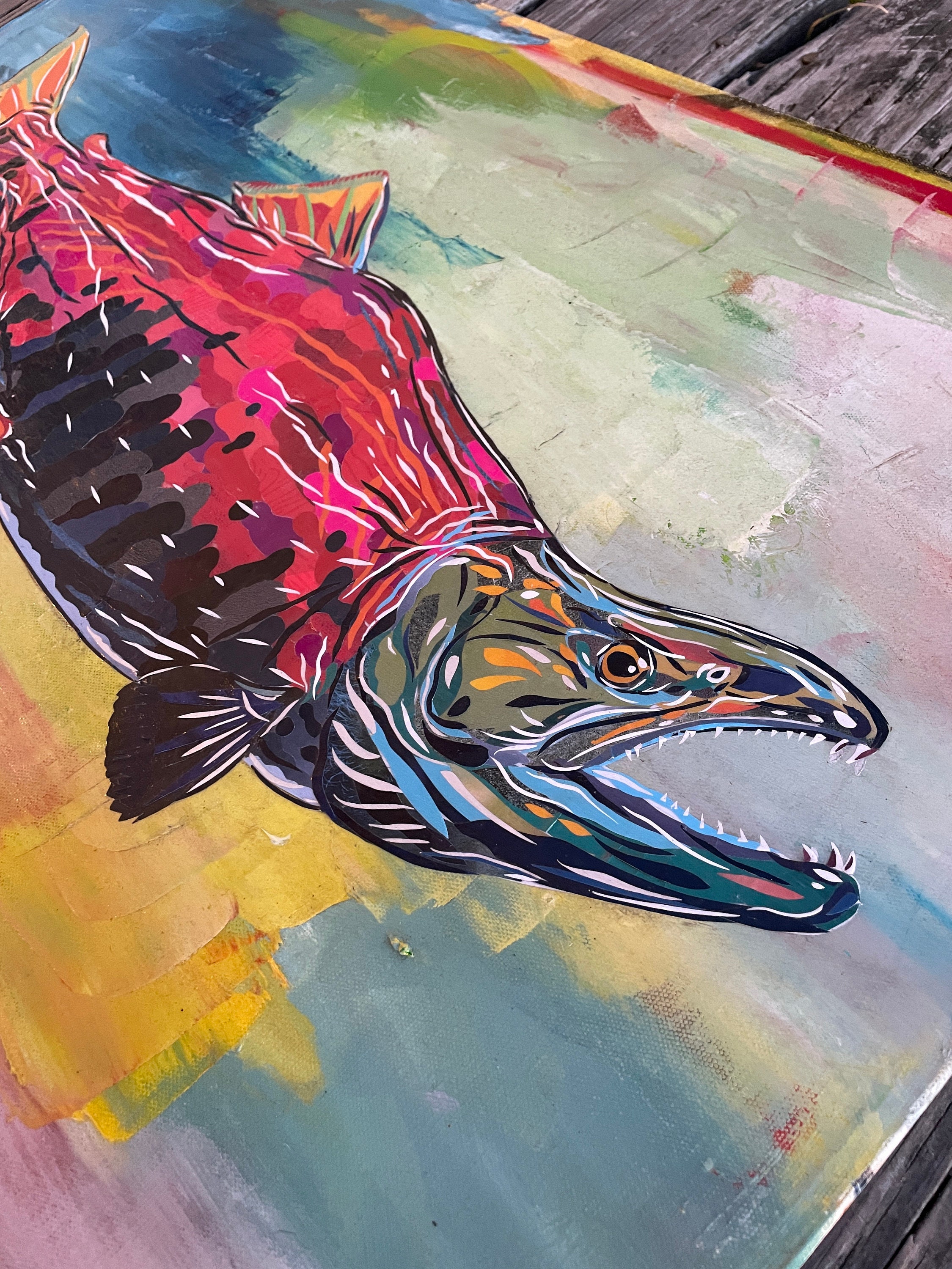 Sockeye Salmon & Ulu Knife Decoupage - Etsy