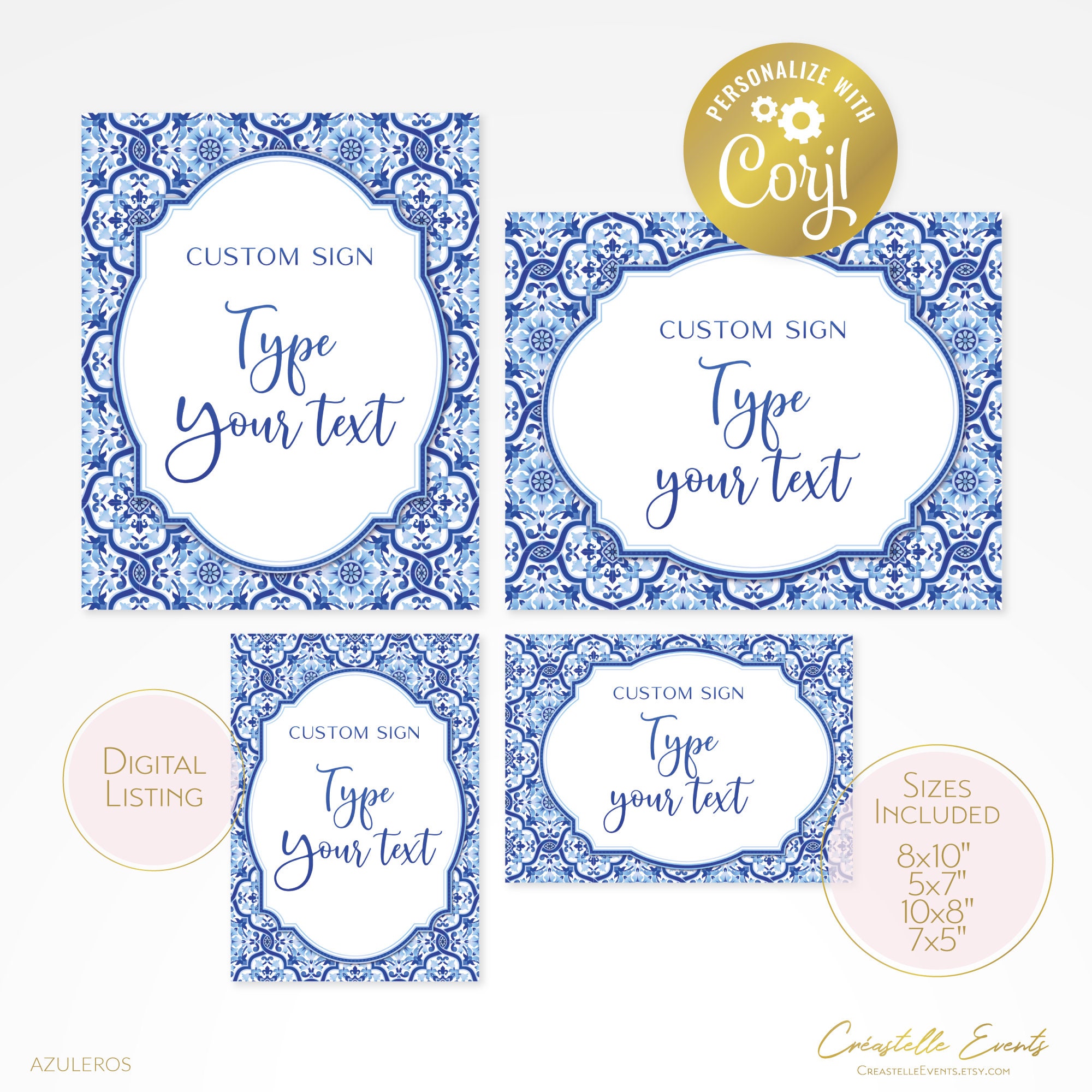 Mediterranean Custom Sign Template, Tuscan Party Editable Printable ...