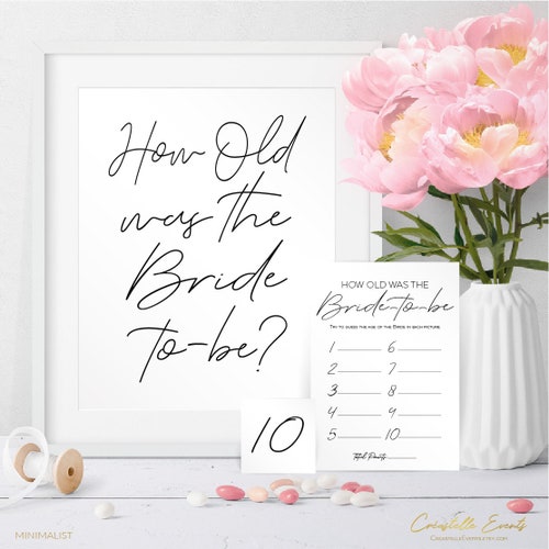 Printable Bridal Shower How Old Was the Bride Photo Game Card - Etsy