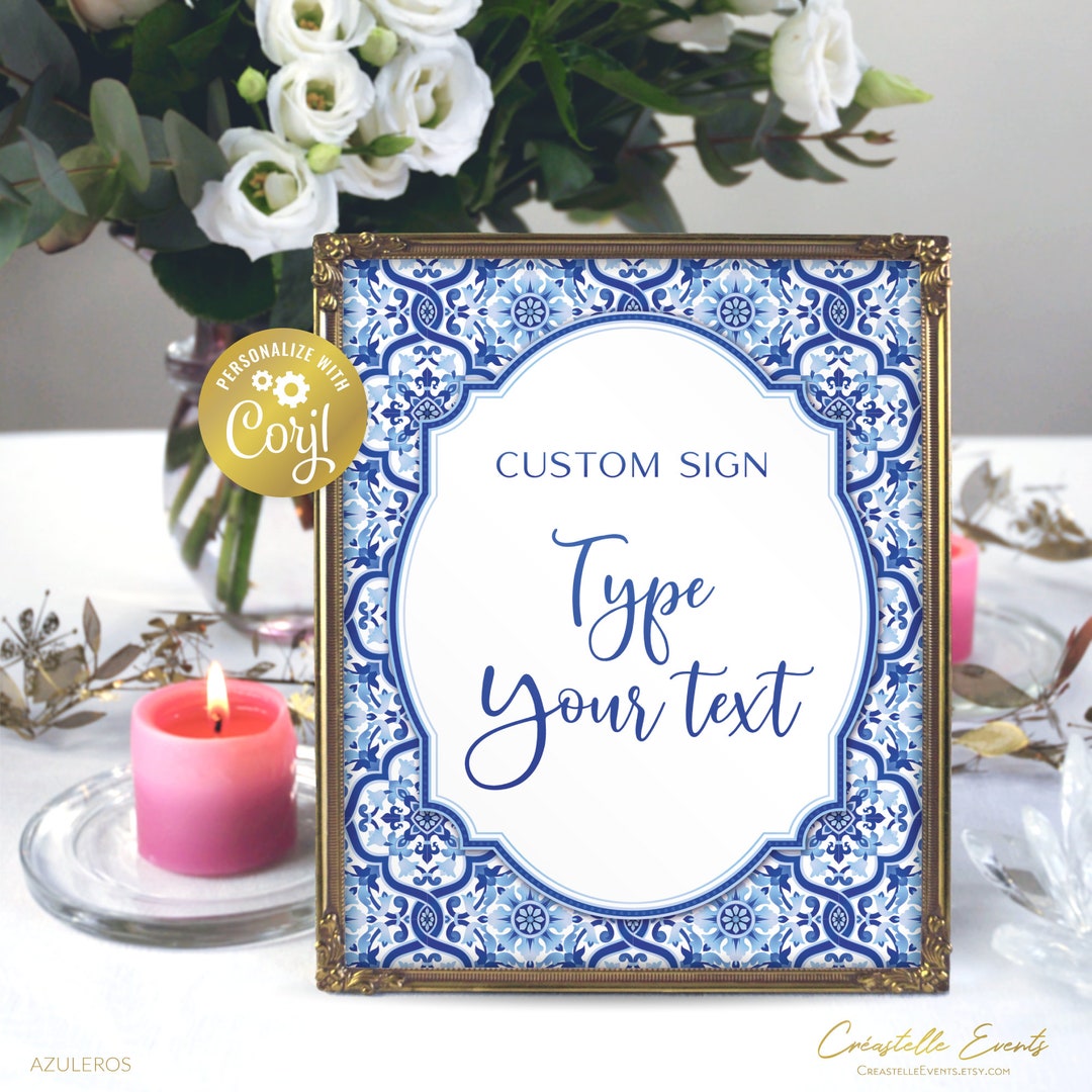 Mediterranean Custom Sign Template, Tuscan Party Editable Printable ...