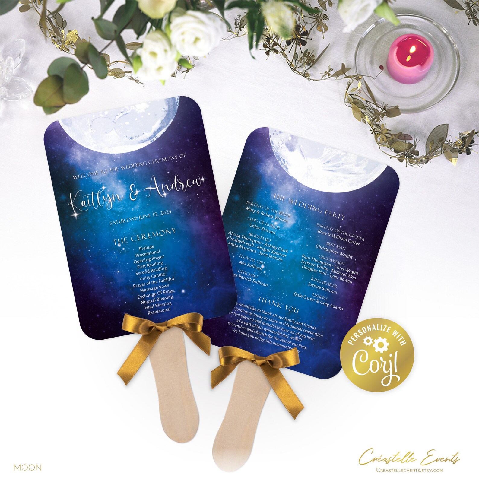 Moon Wedding Program Template Night Sky Editable - Etsy