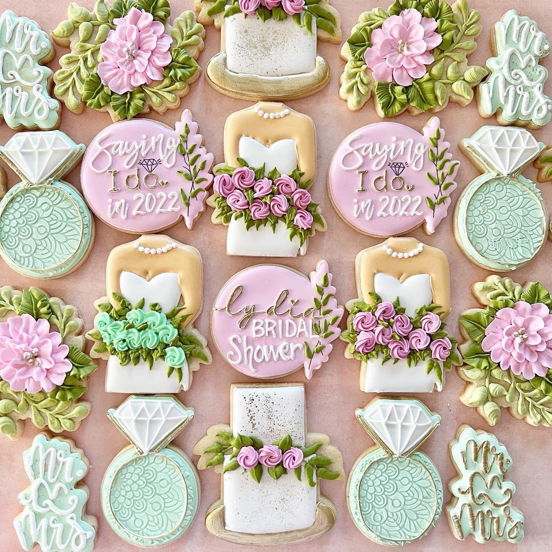 Bridal Shower Cookies - Customizable Wedding Cookies- One Dozen - Etsy