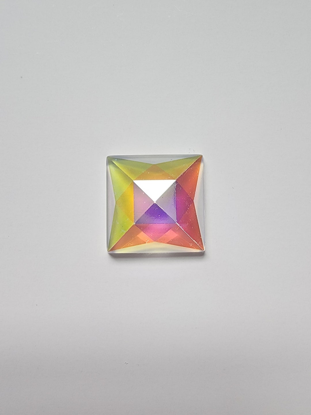 Square Faceted Jewels- German Made- Trans Clear Iridescent- Multiple ...