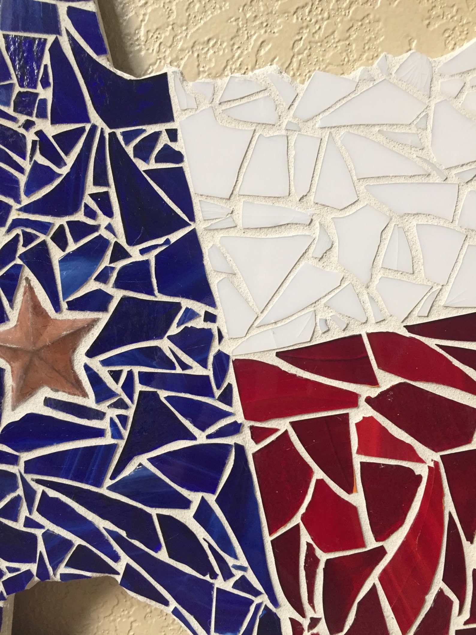 Mosaic Texas Mosaic Wall Art Handmade Red White and - Etsy