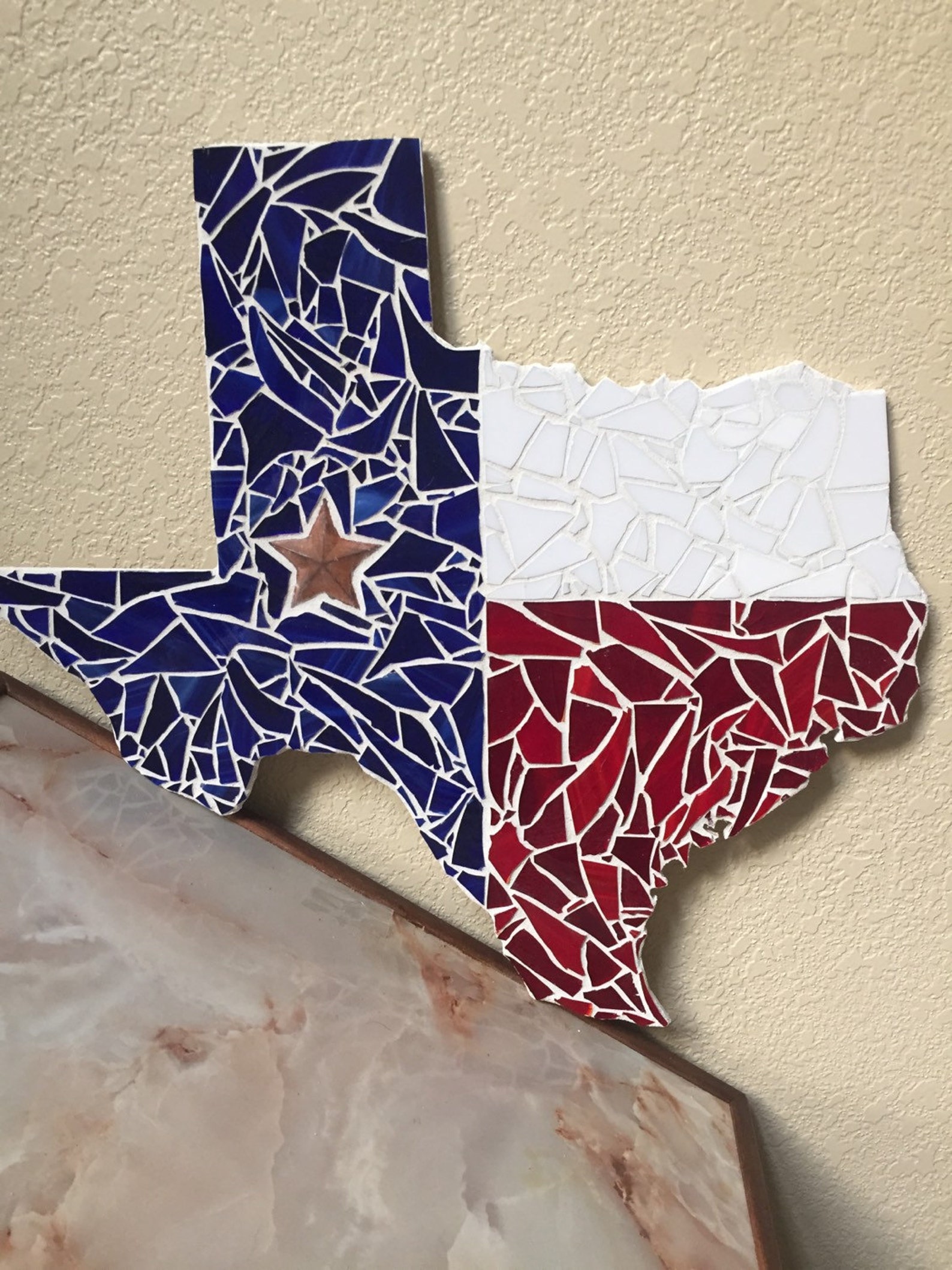 Mosaic Texas Mosaic Wall Art Handmade Red White and - Etsy