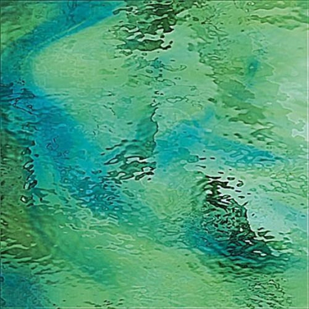 Stained Glass Sheet Pale Green Aqua Blue Streaky Waterglass Transparent ...