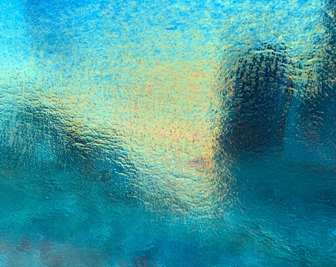 Stained Glass, Turquoise Blue TRANSPARENT Fusible Iridescent, Bullseye ...