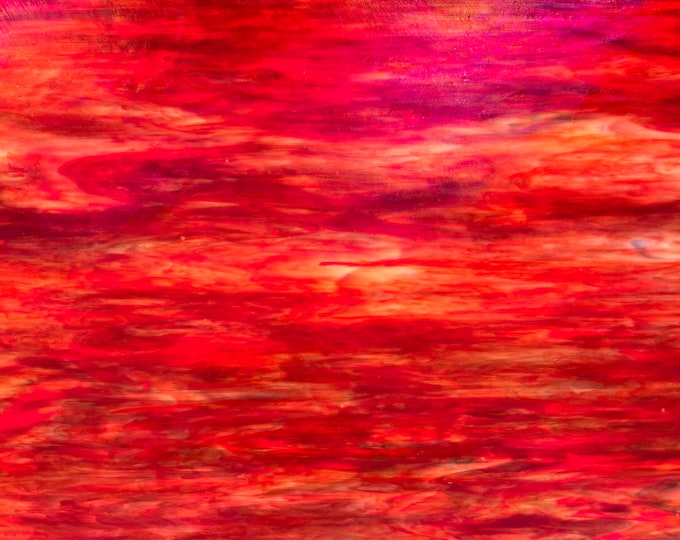Stained Glass Sheet Salmon Red Iridized Artisan Gem MOSAIC - Etsy