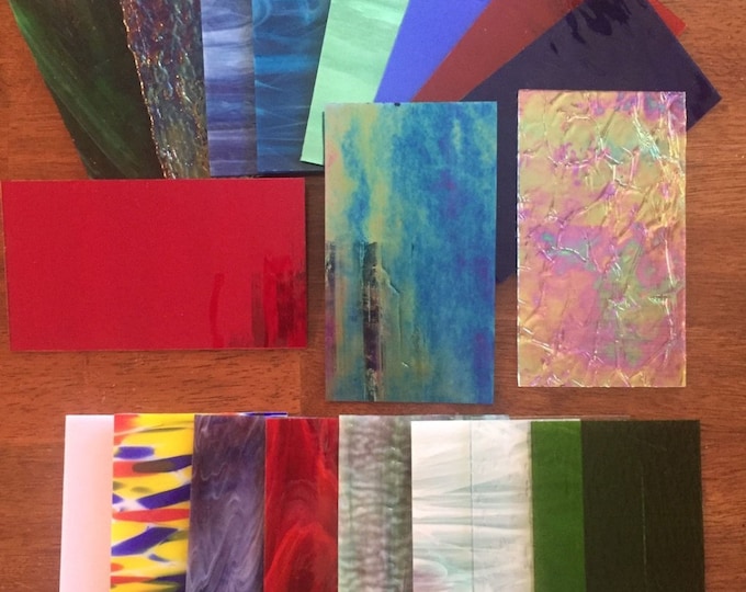 Stained Glass Sheet Variety Pack of 15- 7" X 4" Pieces of Premium Glass ...