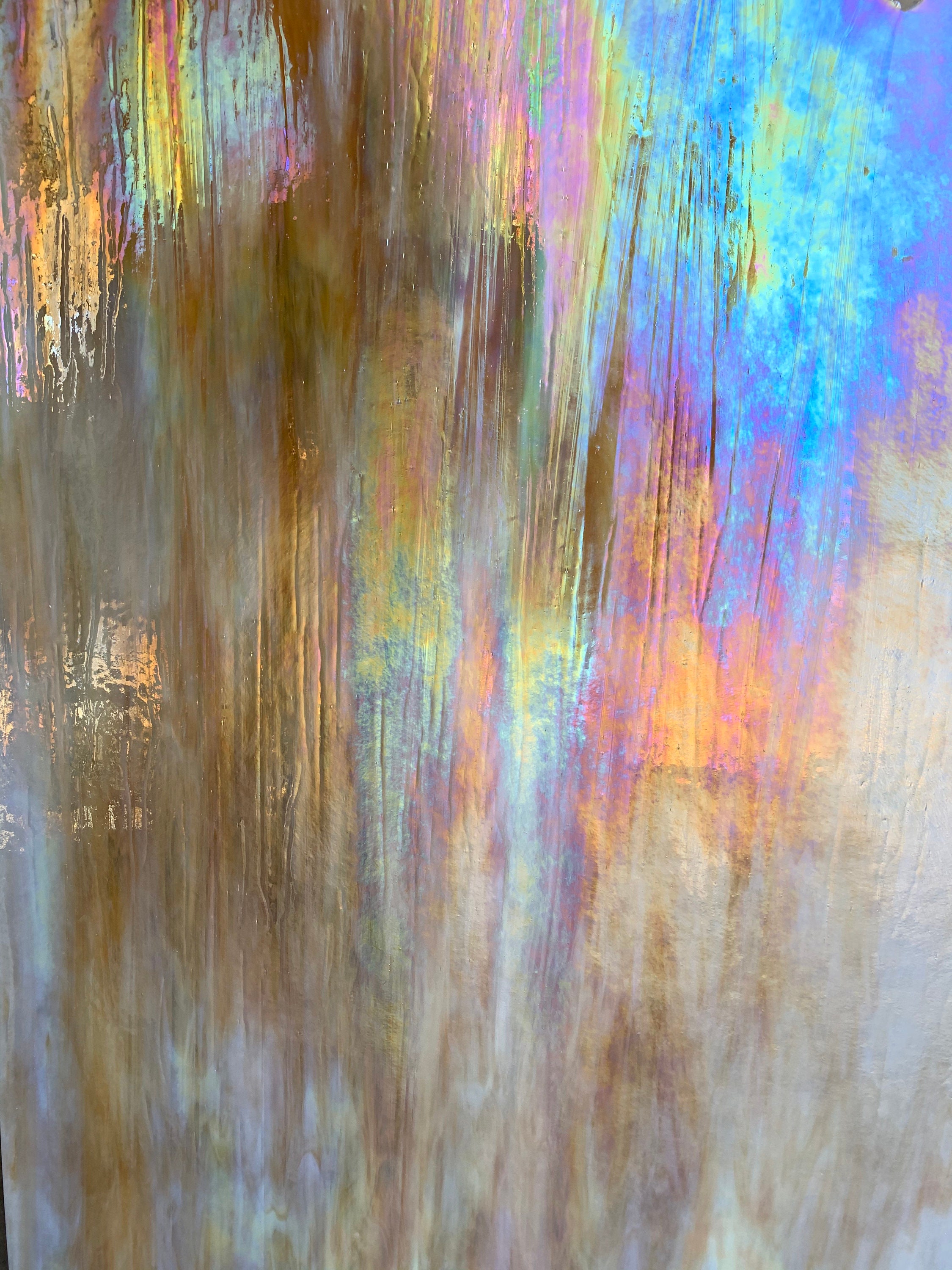 Stained Glass Sheet Medium Amber Opal Wispy Iridescent | Etsy