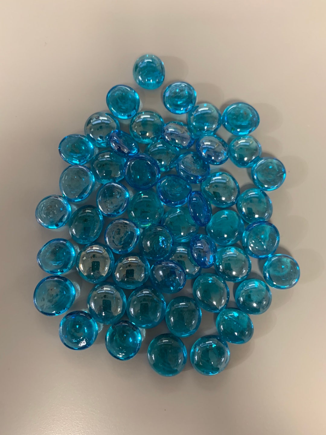 Glass Gems Medium Iridescent Azure Blue- Half Pound- Approx 50 Pieces ...