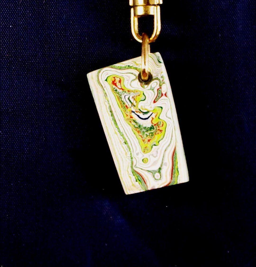 Fordite Keychain - Gold Colored Chain - Premium Fordite - 33.80mm X 16 ...