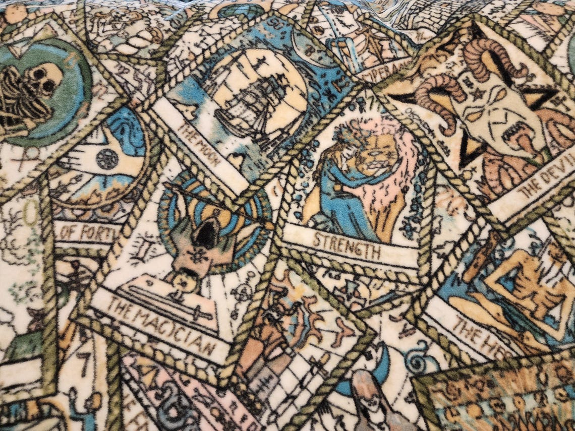 Tossed Tarot Cards 2 Sided 100% Fleece Blanket With Crochet Velvet ...