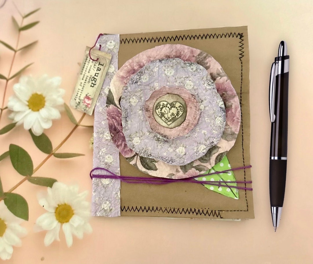 Floral Mini Journal, Paper Bag Notebook, Mini Junk Journal, Eco ...
