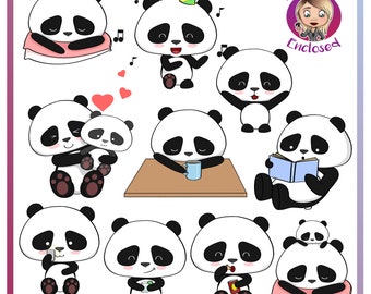 Panda Digital Paper Panda Clipart Chevron Polka Dot