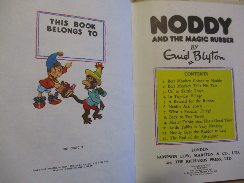 Enid Blyton Noddy and the Magic Rubber HCDJ C1966 NODDY #9 - Etsy
