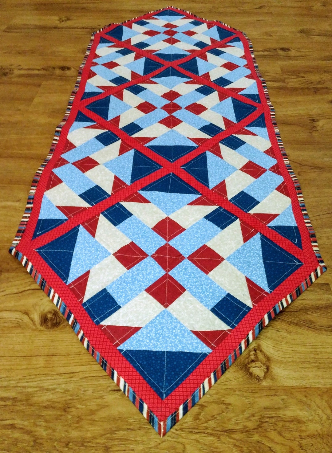 Red, White, and Blue Quilted Table Runner - Etsy