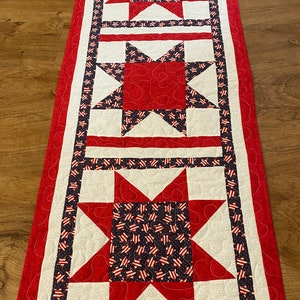 Patriotic Stars Quilted Table Runner - Etsy