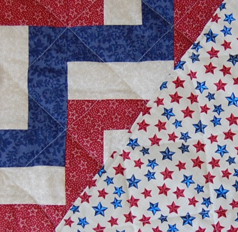 Red, White, and Blue Patchwork Quilted Table Runner - Etsy
