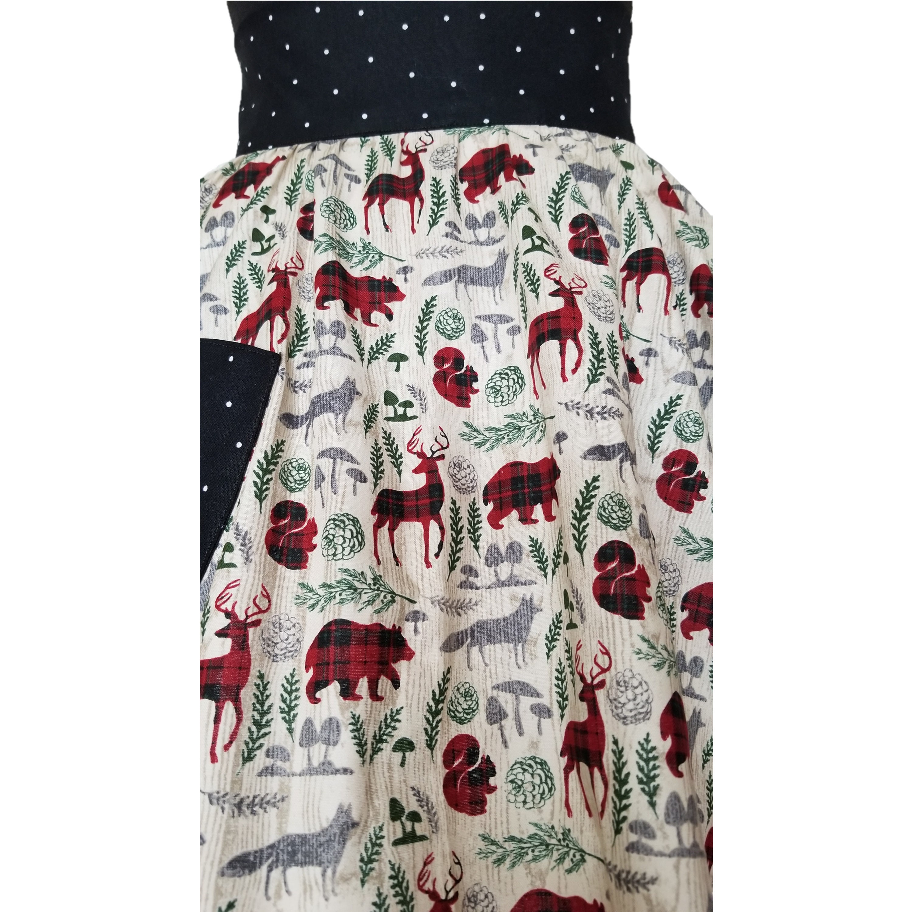 Rustic Waist Aprons for Women - Woodland Animals Half Apron - Woodgrain ...