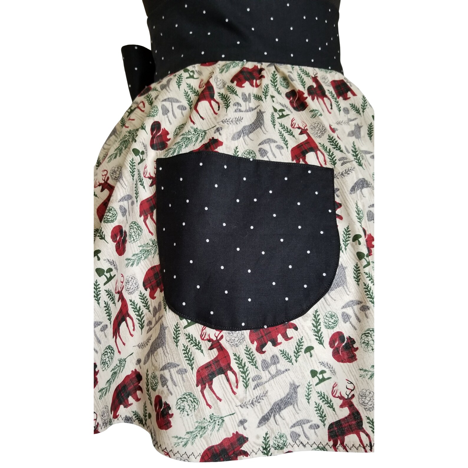 Rustic Waist Aprons for Women - Woodland Animals Half Apron - Woodgrain ...