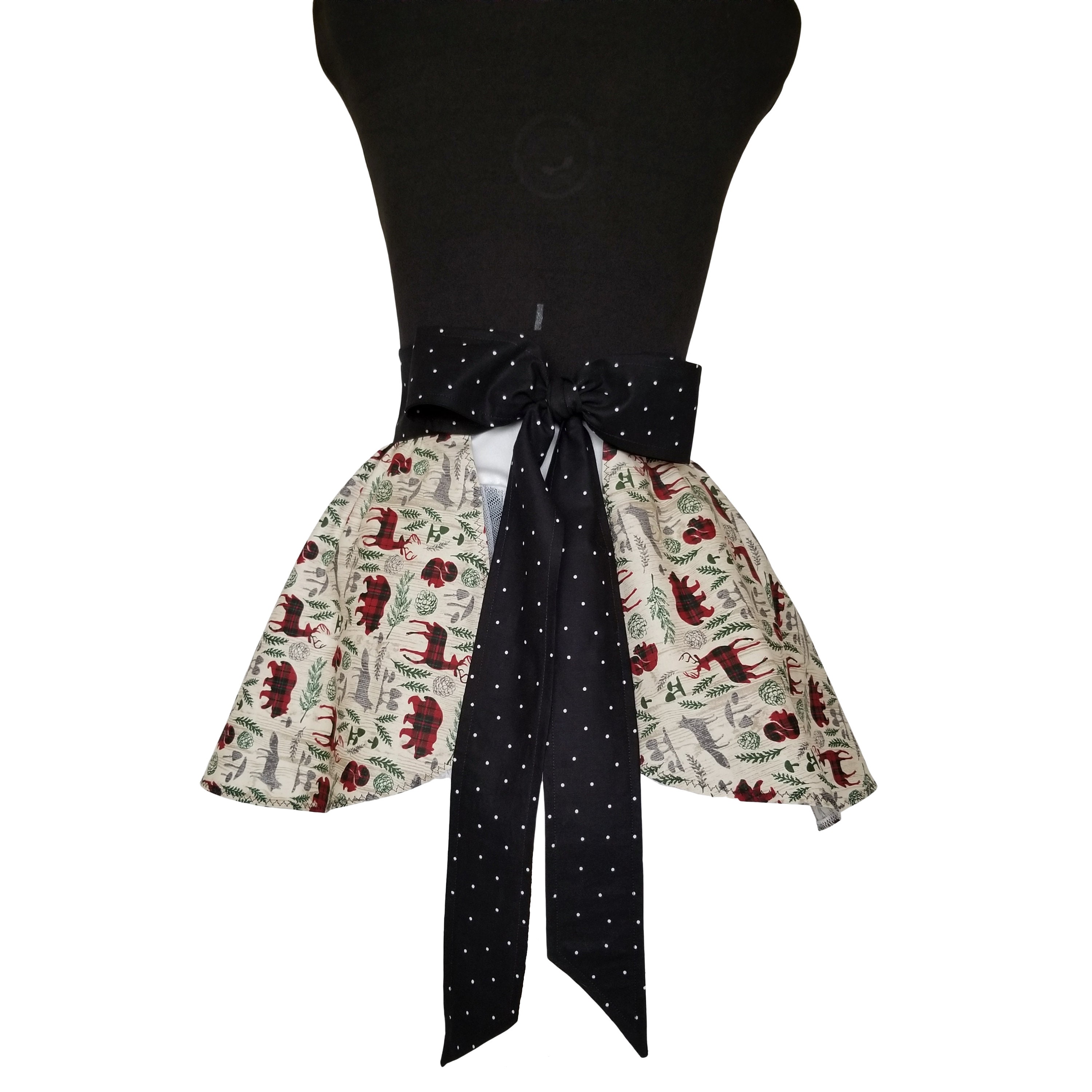 Rustic Waist Aprons for Women - Woodland Animals Half Apron - Woodgrain ...