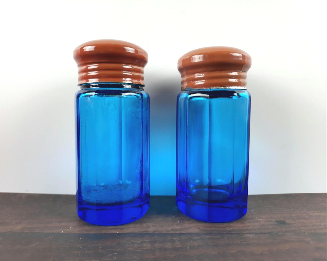 Vintage Paneled Glass Cobalt Blue Shakers - Etsy