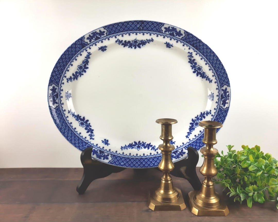 Antique F. Winkle Large Oval Flow Blue Platter, 16.5" - Etsy