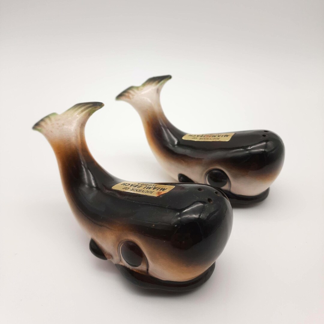 Vtg Ceramic Whale Miami Beach Souvenir Salt & Pepper Shakers - Etsy
