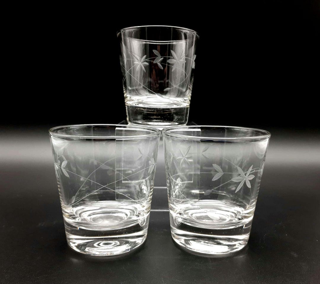 Vintage Javit Cut Floral Old Fashioned Glasses, Set of 3 - Etsy