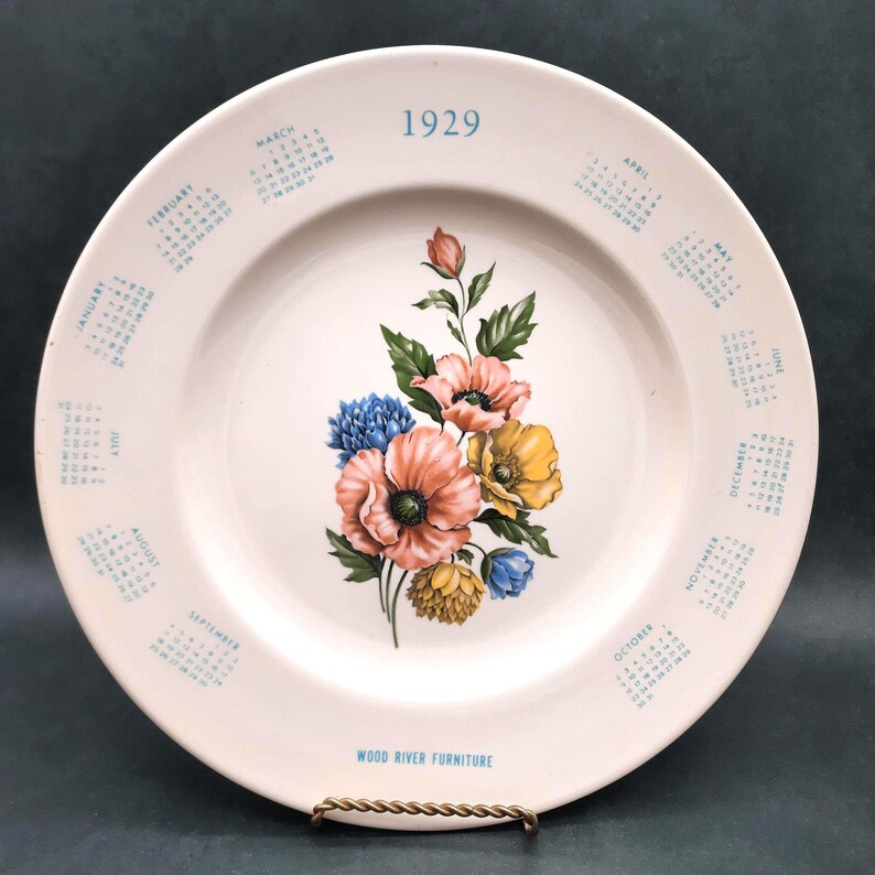 Vtg 1929 & 1930 Vintage Calendar Plates, Set of Two - Etsy