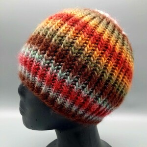 Soft and Fluffy Hand-knit Ribbed Multi-color Rainbow Hat, Acrylic - Etsy