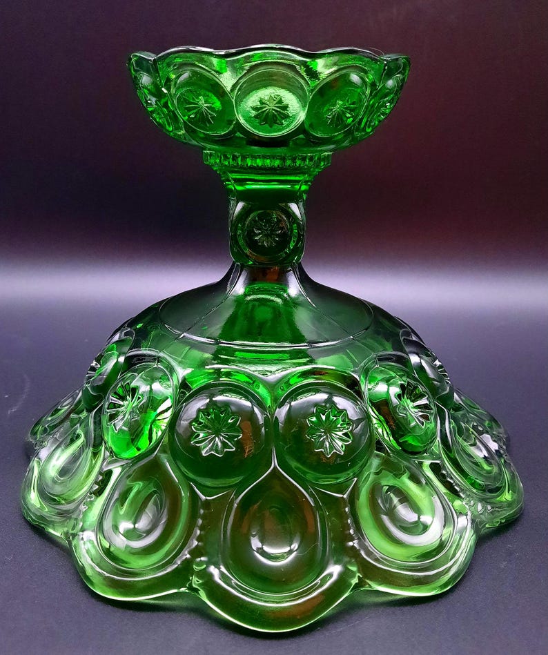 Vintage Emerald Green Moon and Star Compote - Etsy