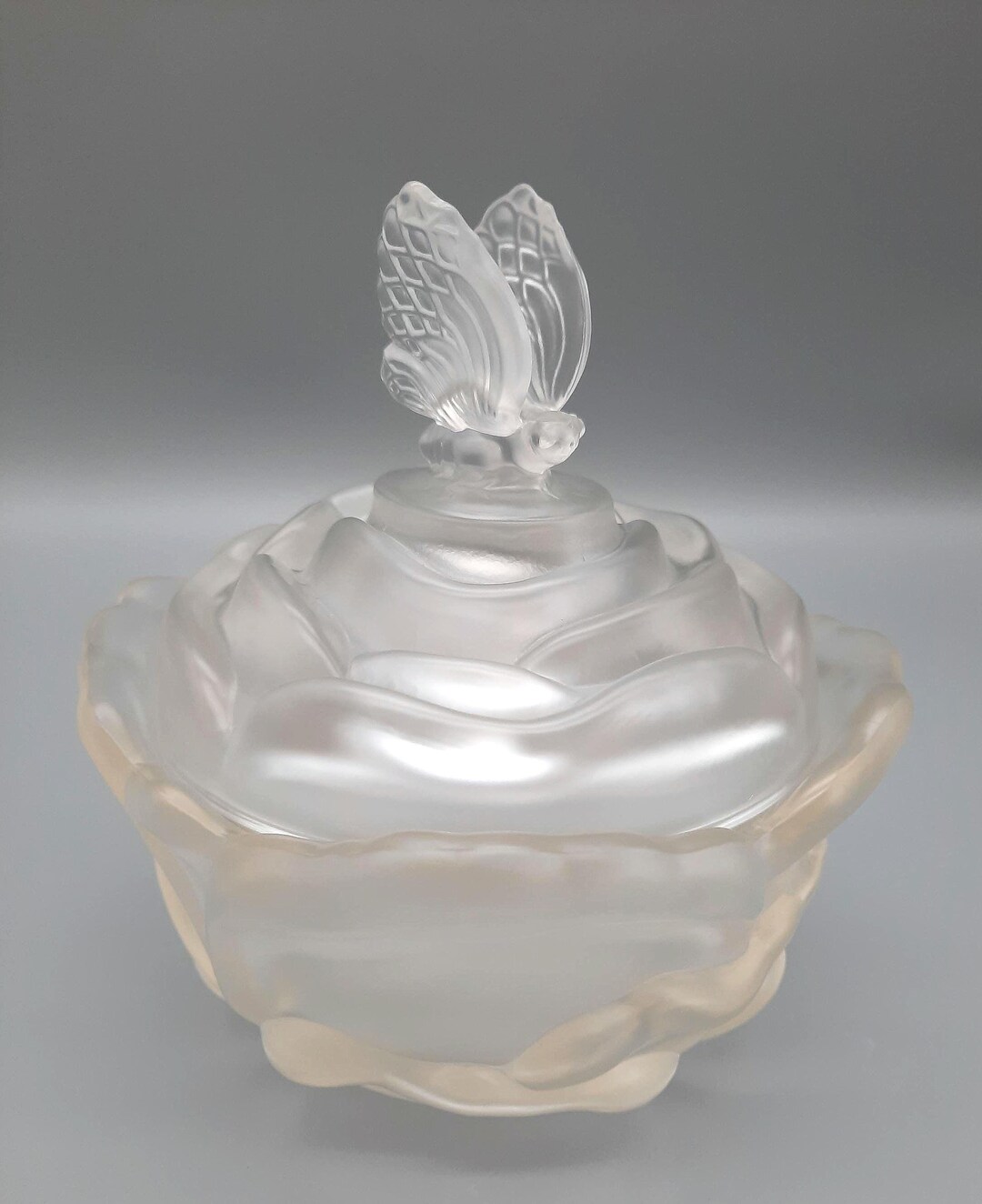 Vintage Fenton Satin Glass Round Rose Dish With Butterfly Lid - Etsy