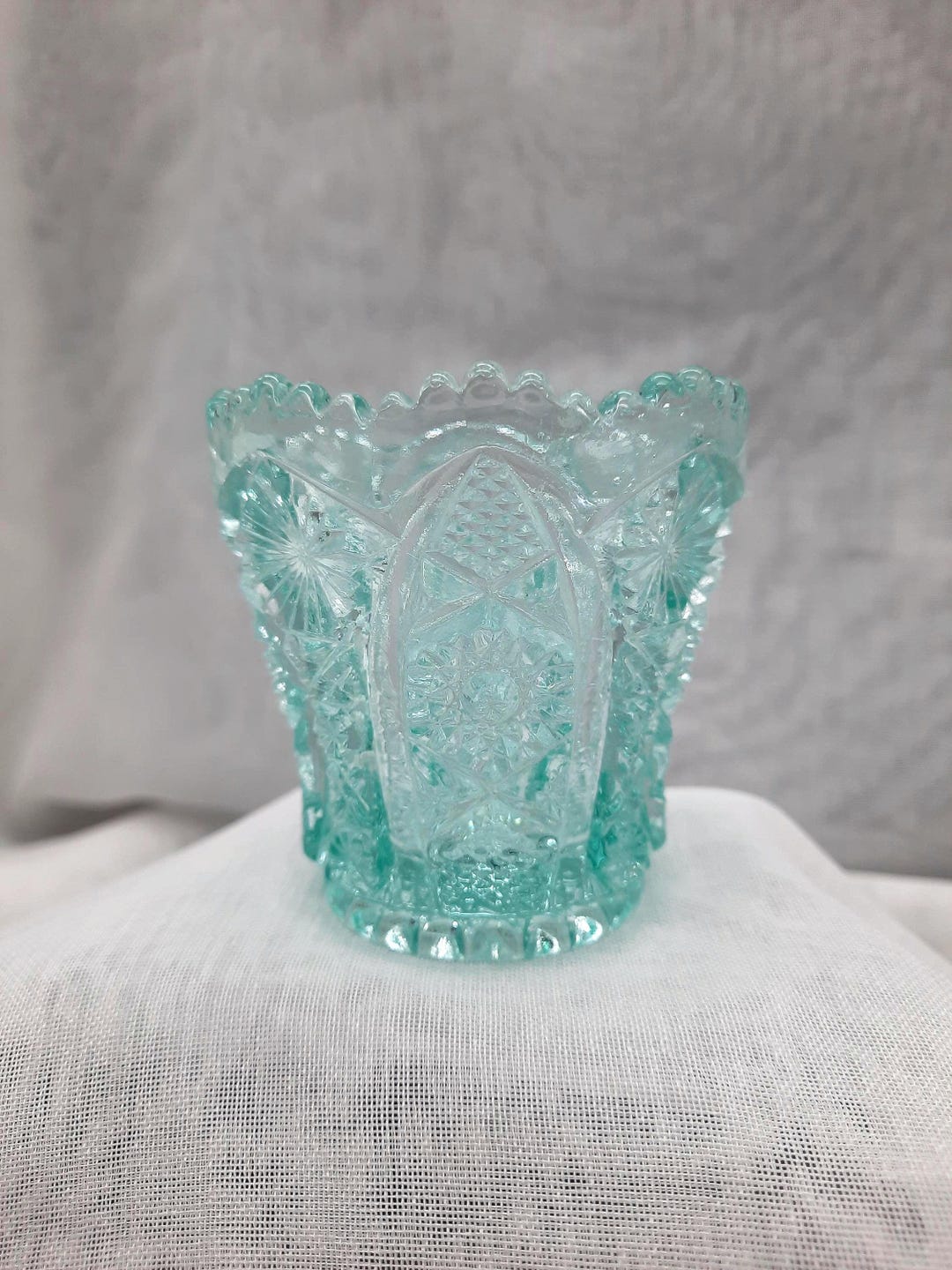 Vintage Imperial Glass Daisy and Button Light Blue Glass Toothpick ...