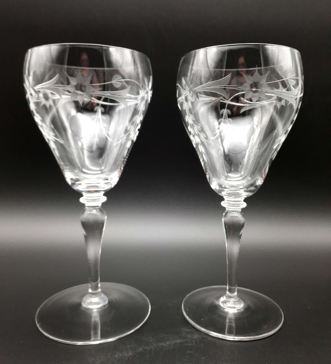 Vintage Kusak Cut Crystal Tall Water Goblets/ Wine Glasses, Set of 2 - Etsy