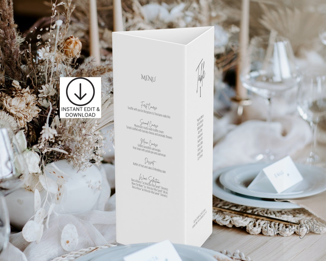 Triple Wedding Menu, DL Tall Fold Menu, Food Menu, Cocktail Menu, Table ...