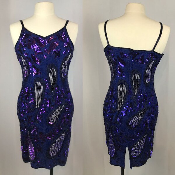 Purple Sequin Dress - Etsy