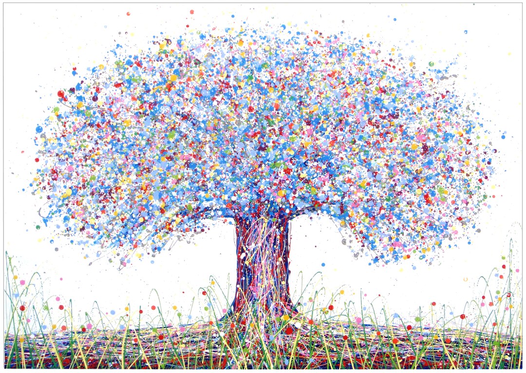 Blue Tree Art Painting on Very Large Canvas Hand Painted Original Big ...