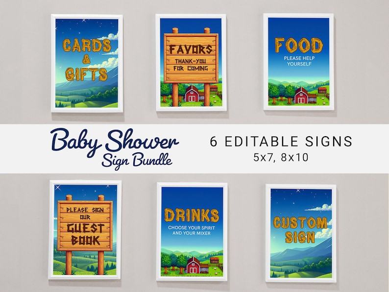 Stardew Valley Inspired Shower Sign Bundle, 6 Signs, Favors, Cards ...