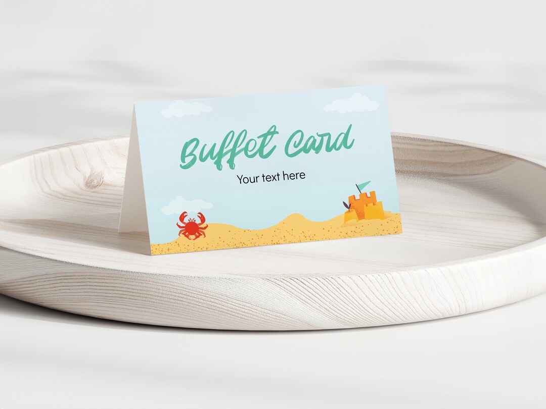 Beach Party Buffet Card, Food Label Tent Card Sign, Birthday, Baby ...